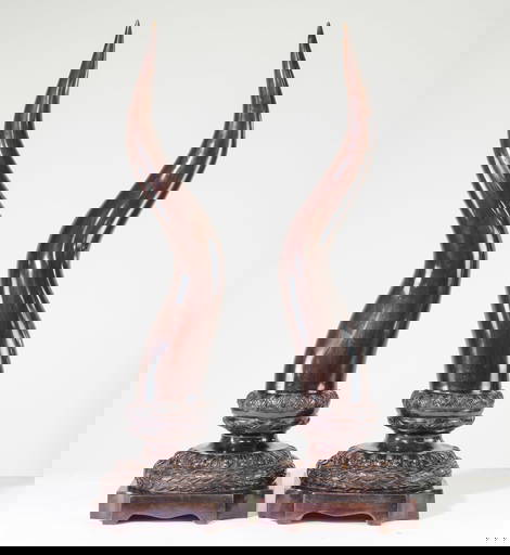 2 Maitland Smith Cast Metal Decorative Horns