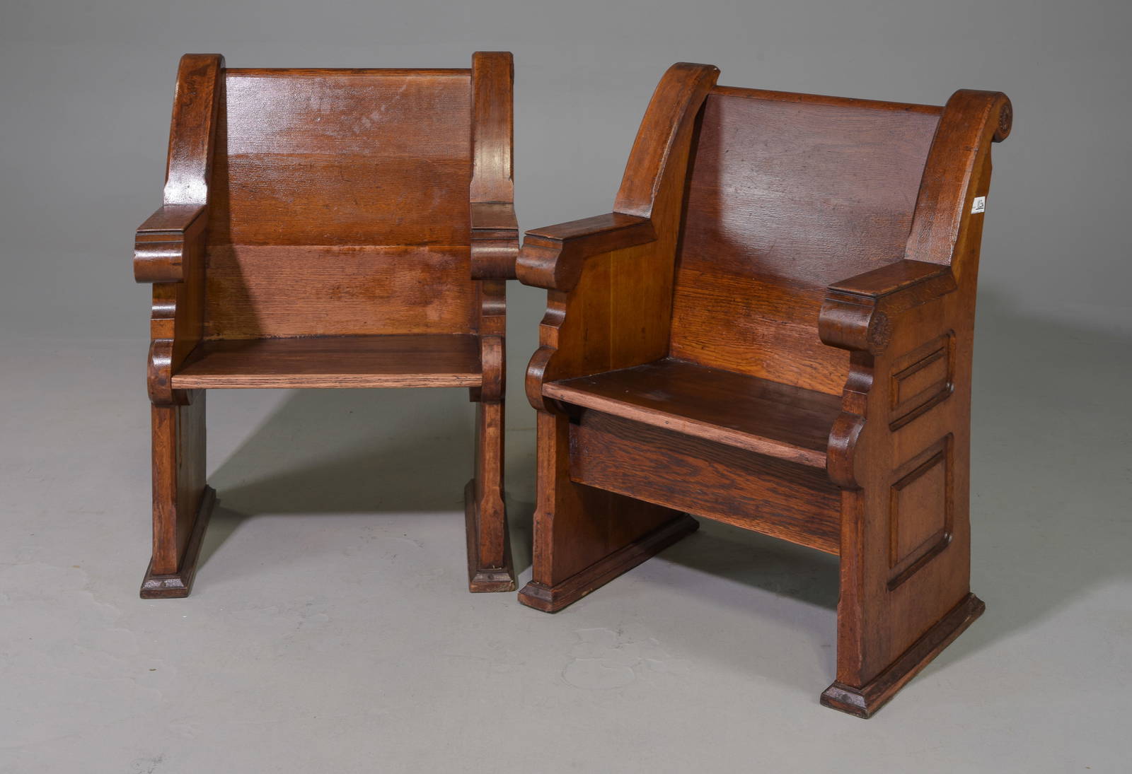 2 Antique Small Church Pews / Priests Benches Auction
