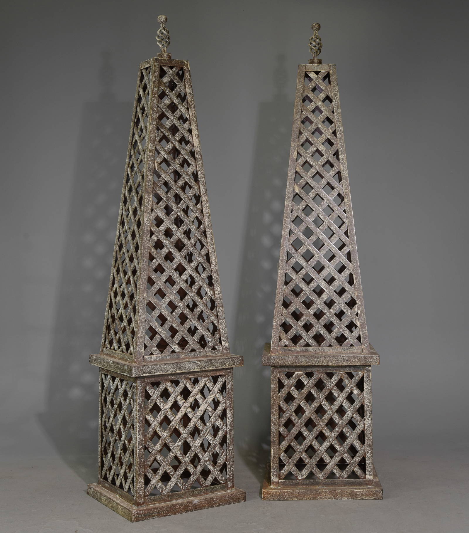Two Large Metal Obelisks / Topiaries Auction