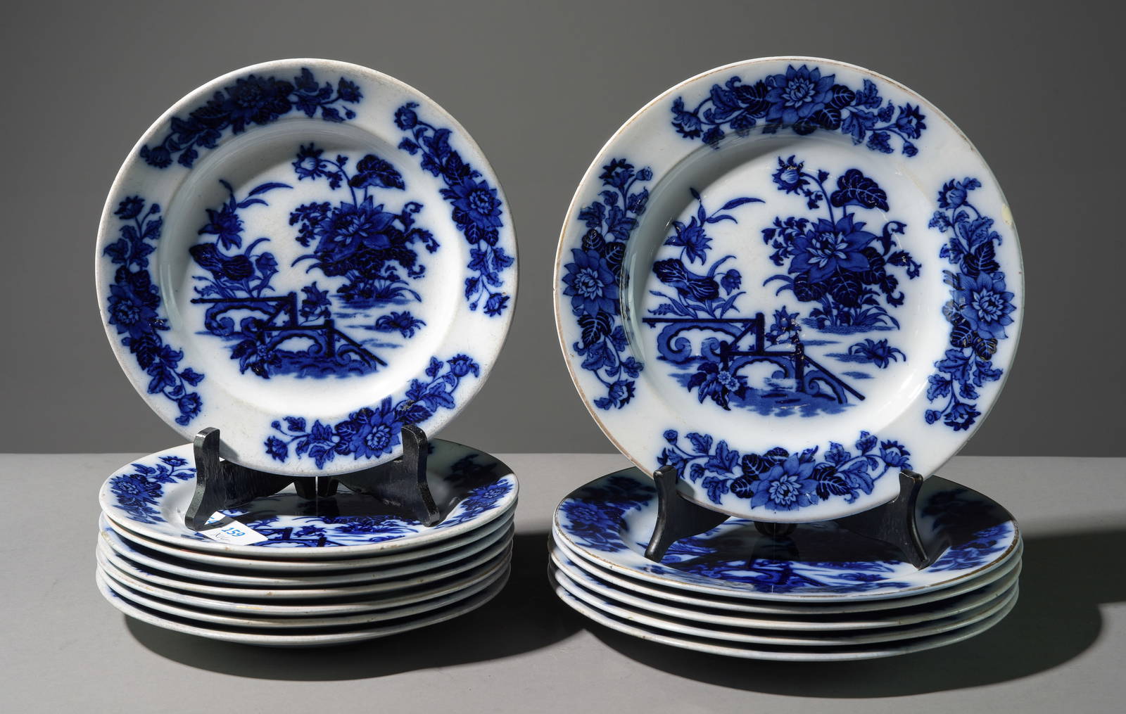 14 Flo Blue Ashworth Plates Auction