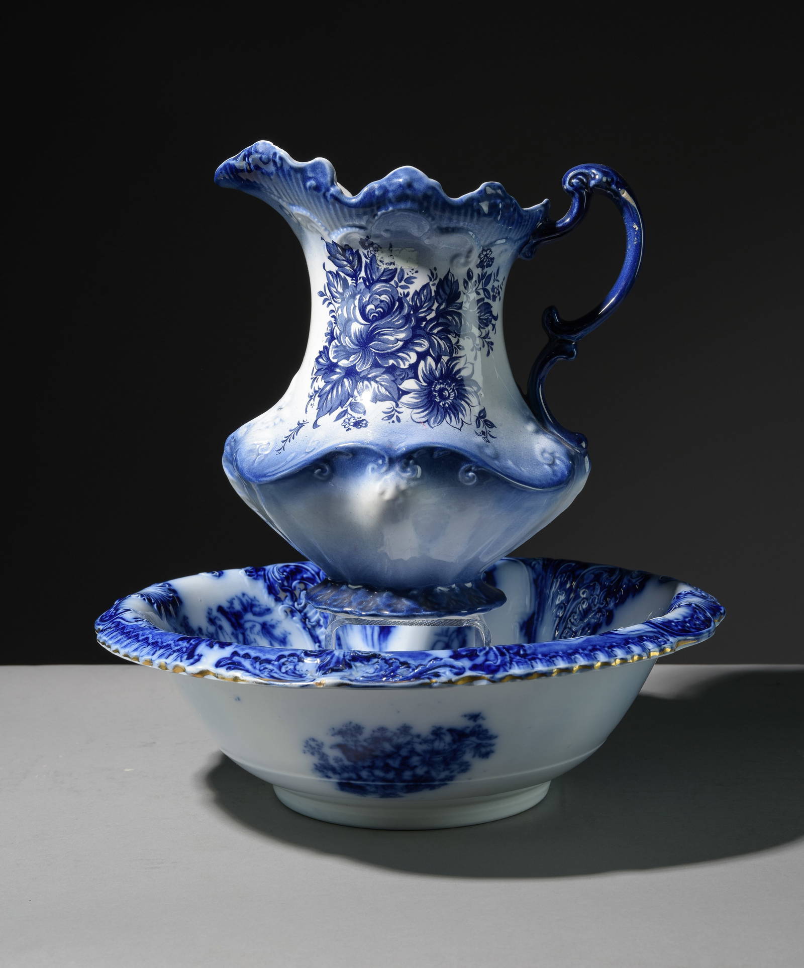 Flo Blue & White Bowl & Pitcher Auction