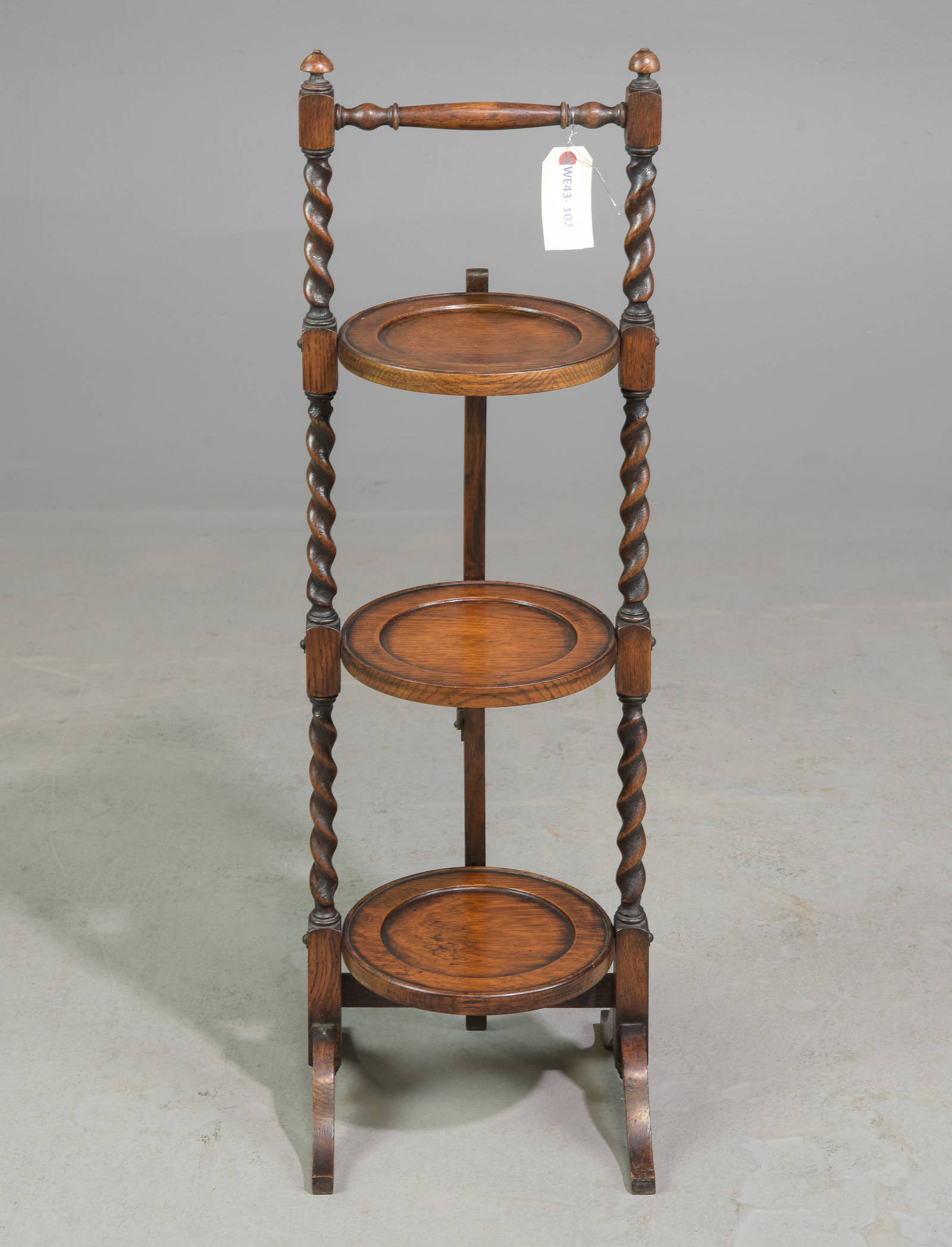 British Oak Barley Twist Muffin / Biscuit Stand #2 Auction