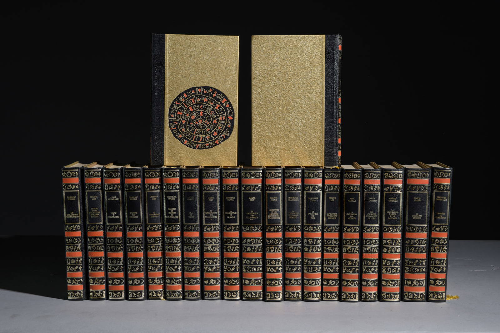 21 French Black & Gold Bound Assorted Novels / Books Auction