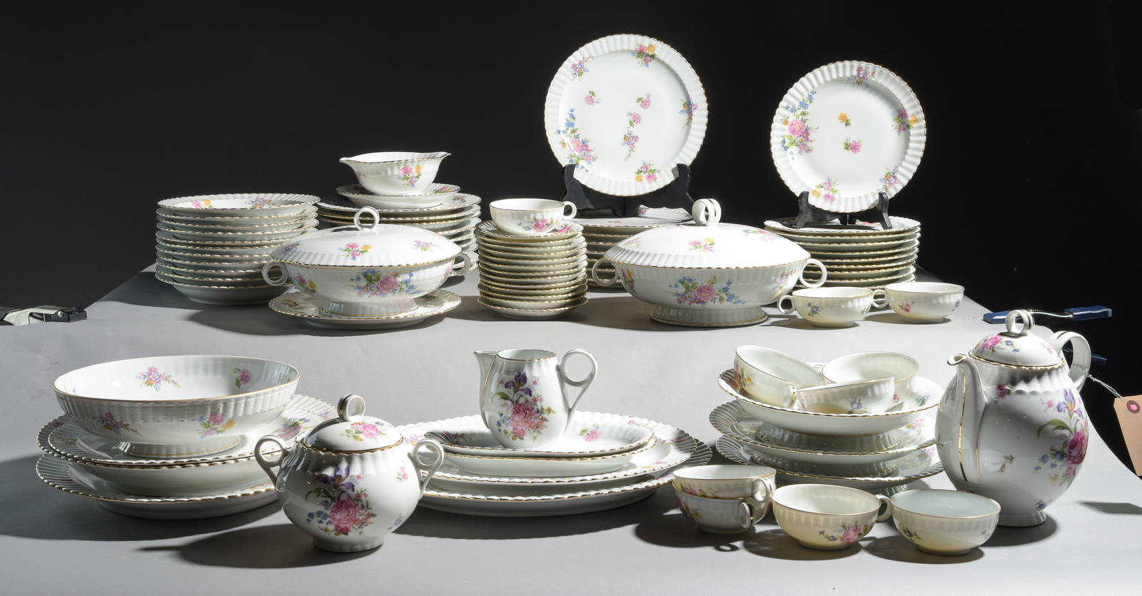81pc French Limoges Floral Pattern China Set Auction