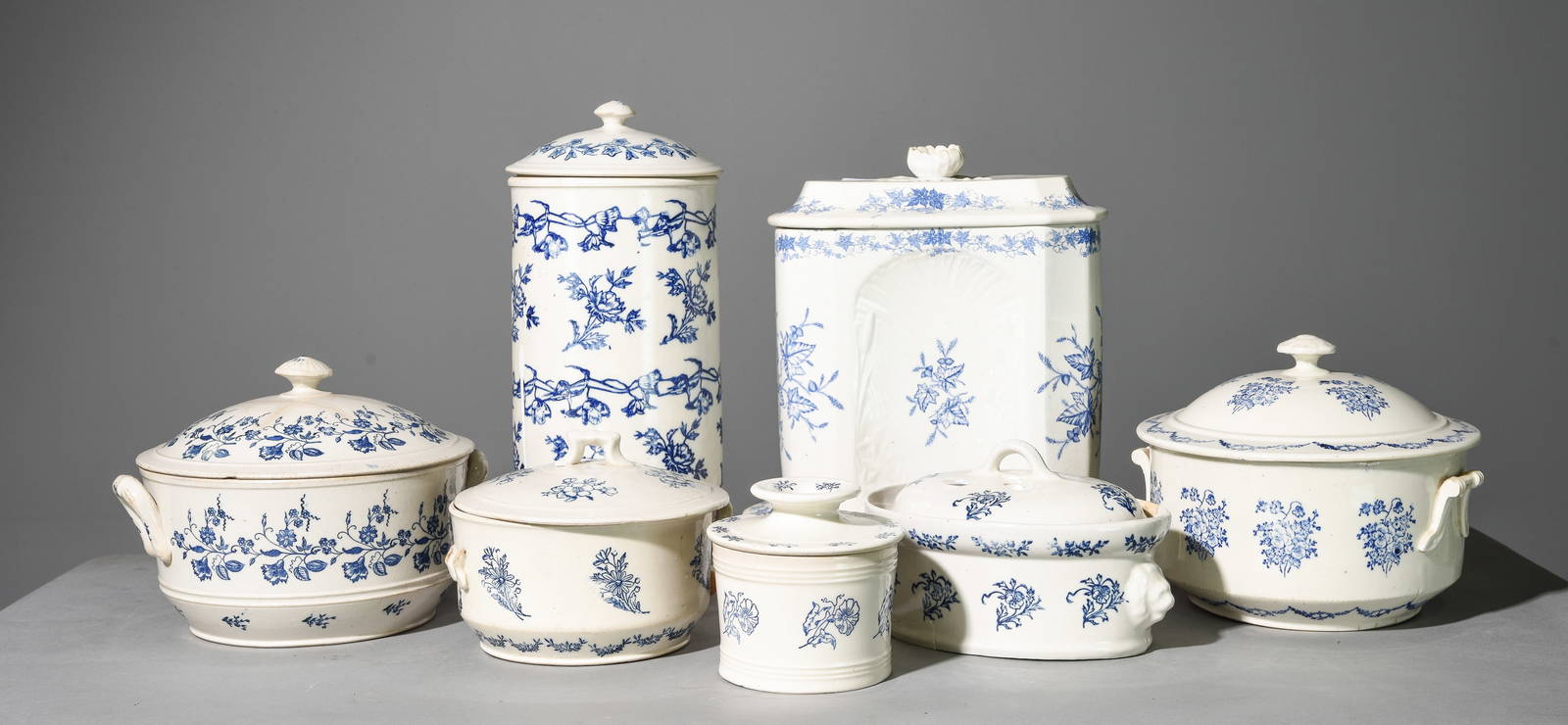 7pcs Assorted Blue & White Terre Le Fonte China Auction