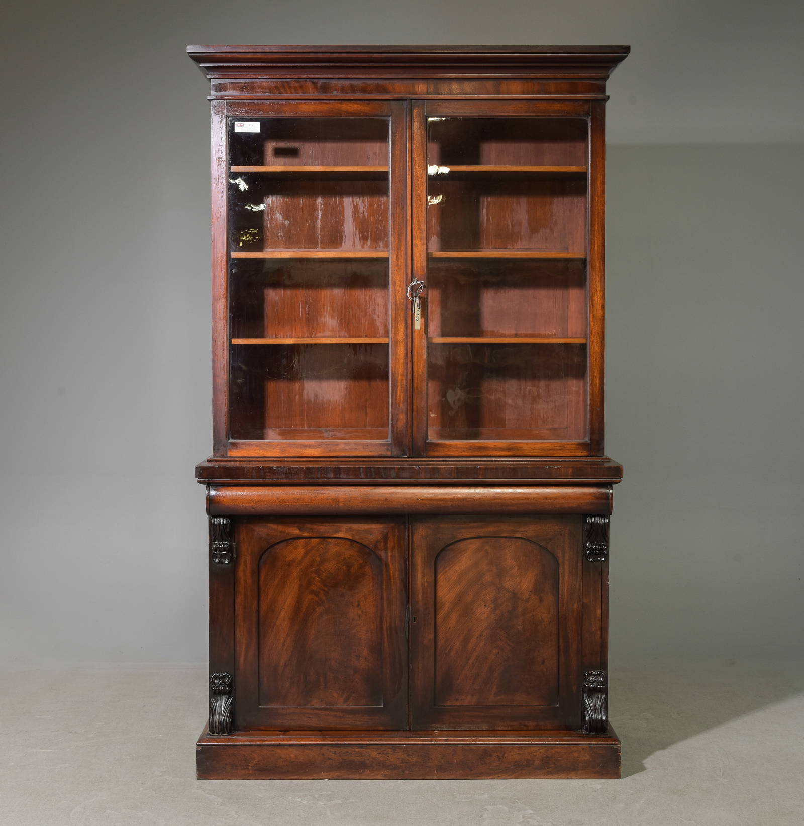 Victorian Mahogany Step Back Bookcase / Cupboard Auction