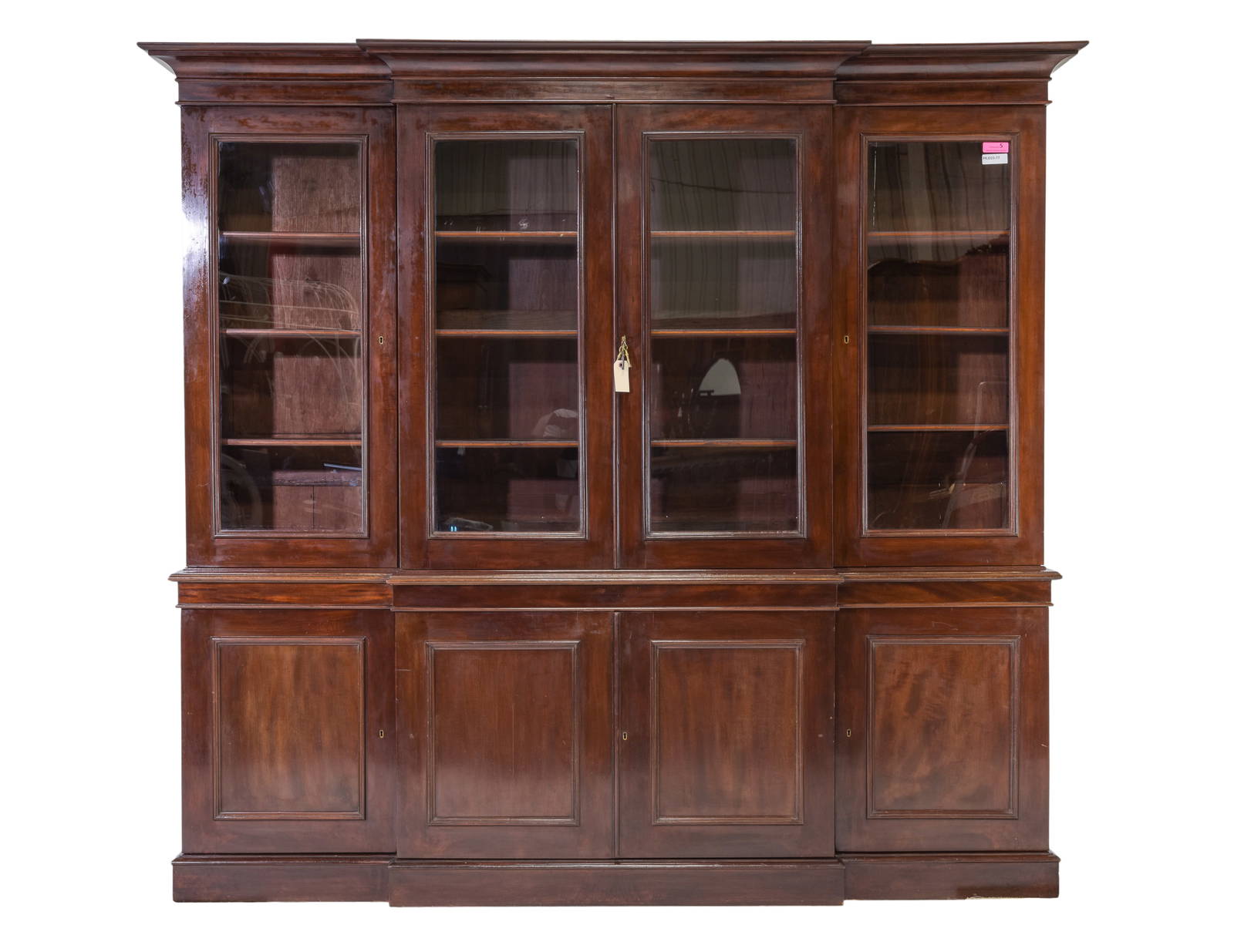 Large Mahogany Step Back Bookcase / Cupboard Auction