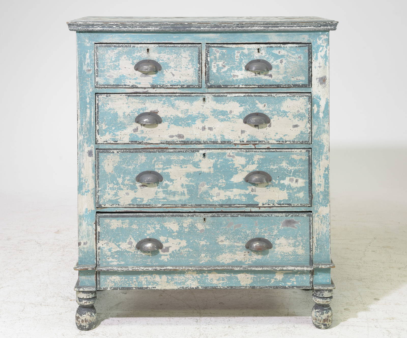 British Blue Dry Scrape Painted Chest Auction
