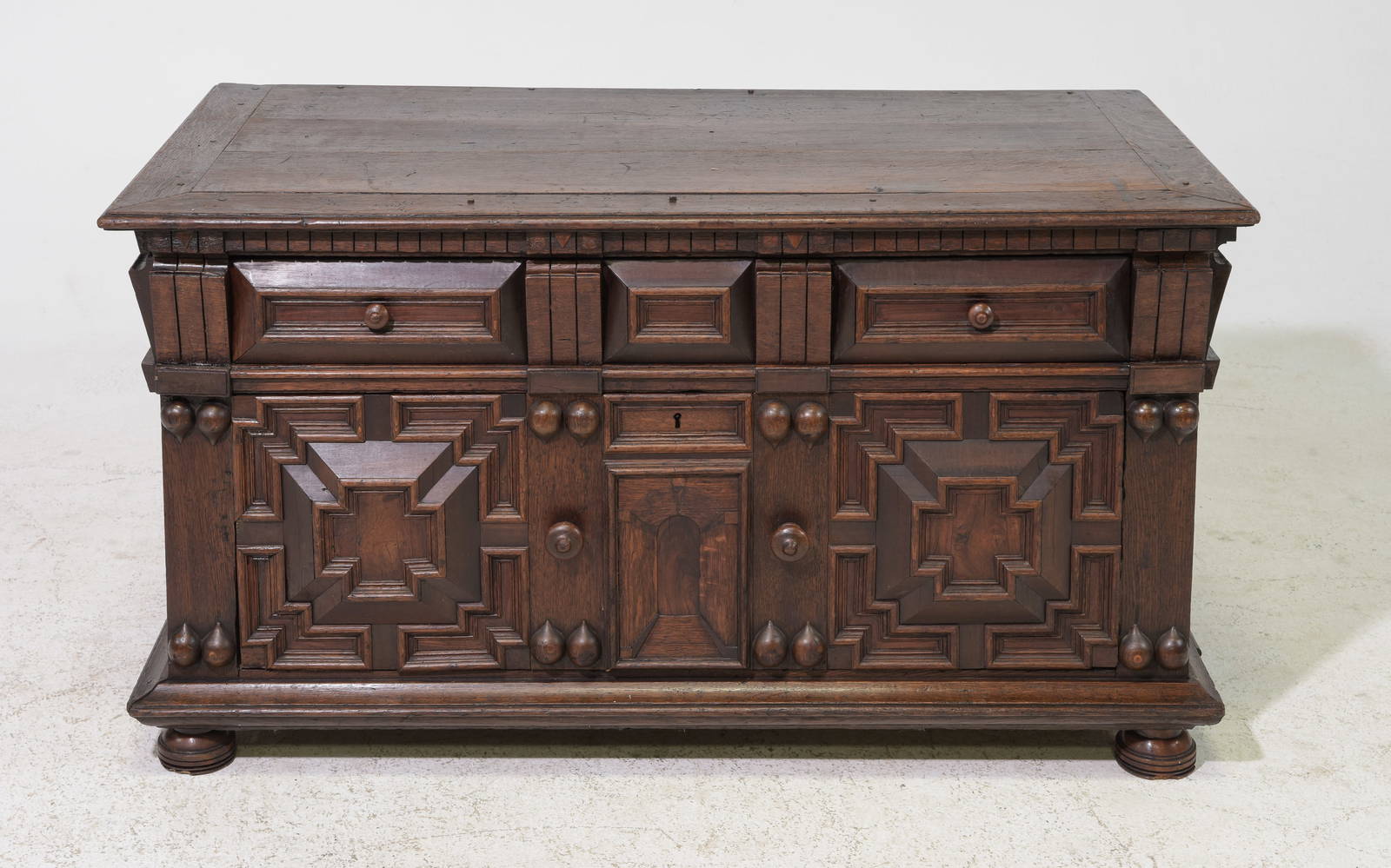 Jacobean Carved Oak Blanket Box / Trunk C.1890's Auction