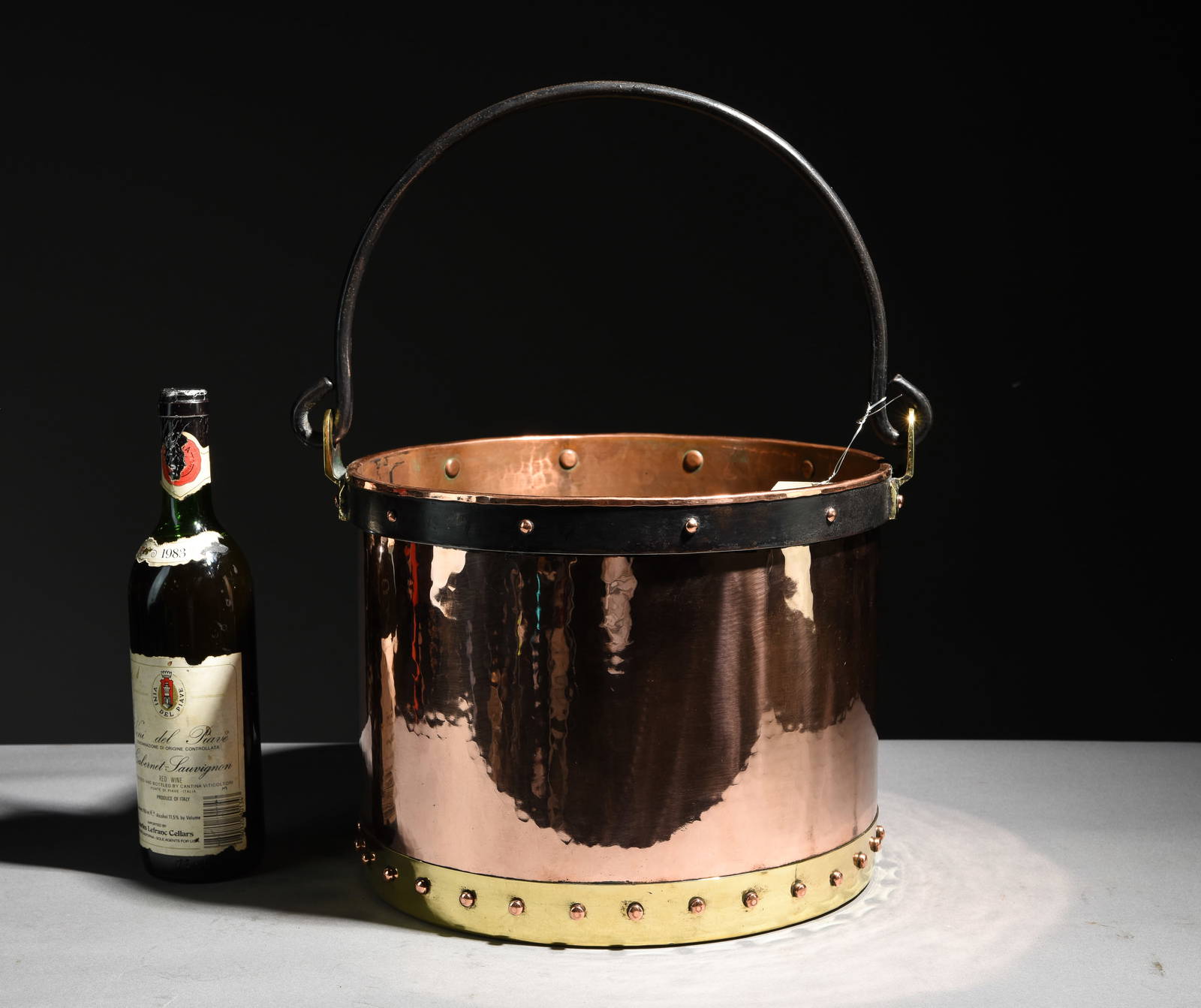 French Polished Copper Brass Banded Pot Auction