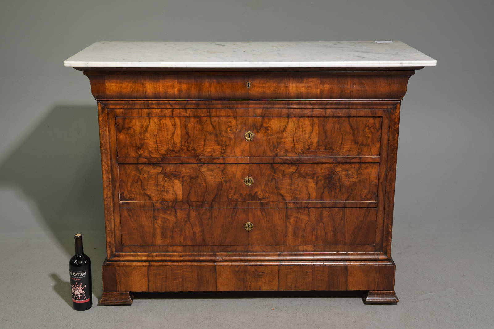 Louis Philippe Style White Marble Top Walnut Chest Auction