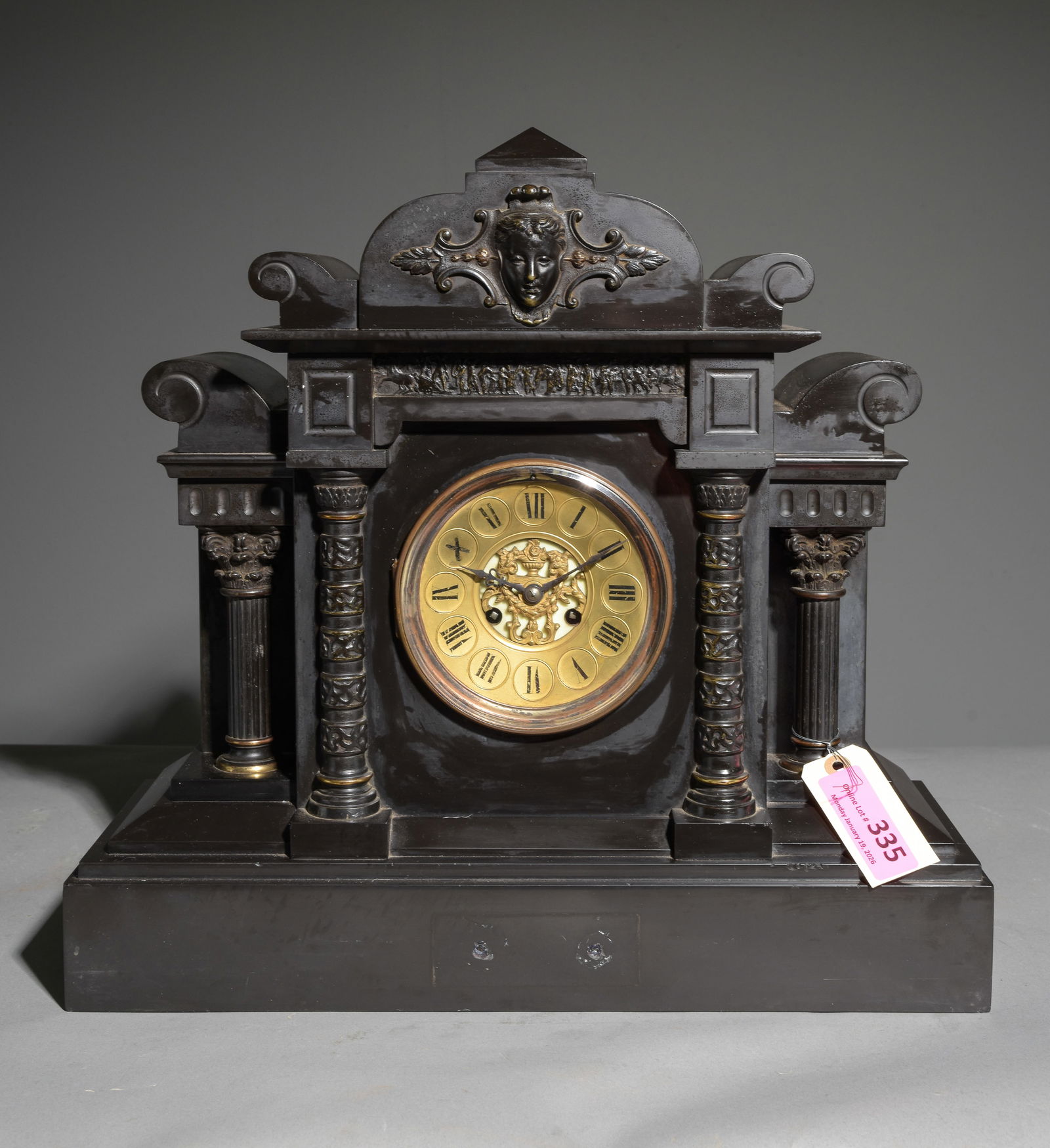 Empire Style Large Slate Mantle Clock Auction