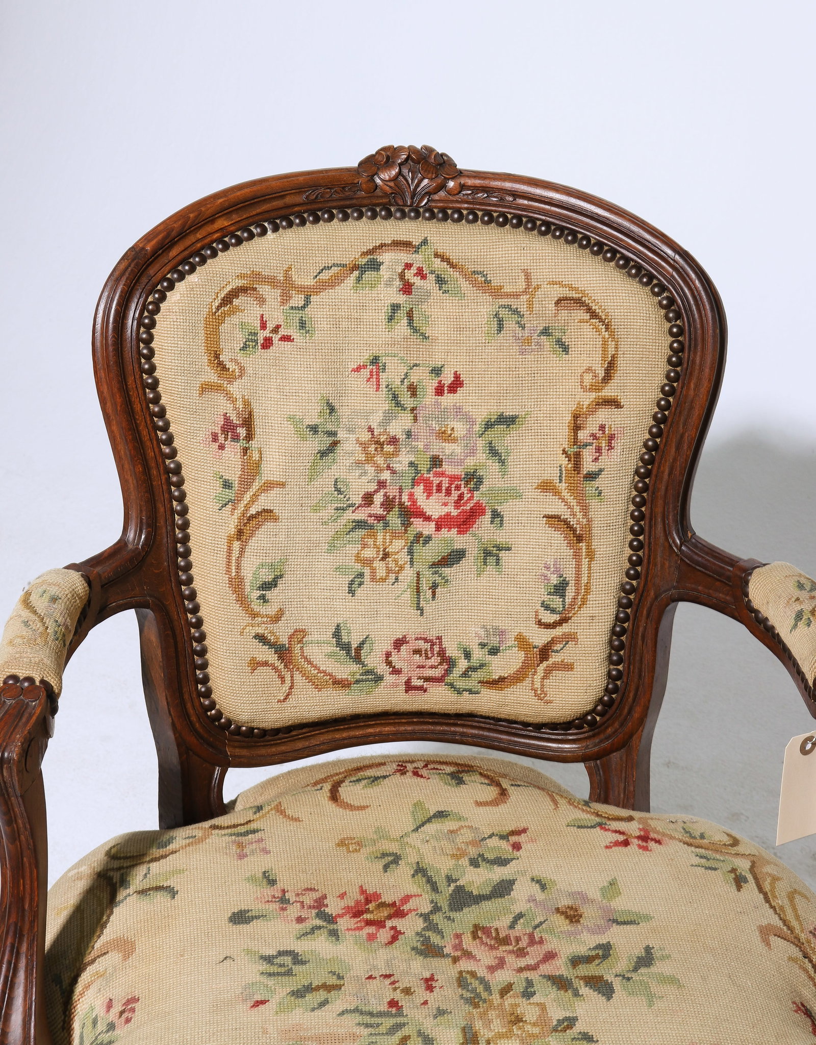 Louis Xv Style Pair Of Floral Upholstered Arm Chairs #1 Auction
