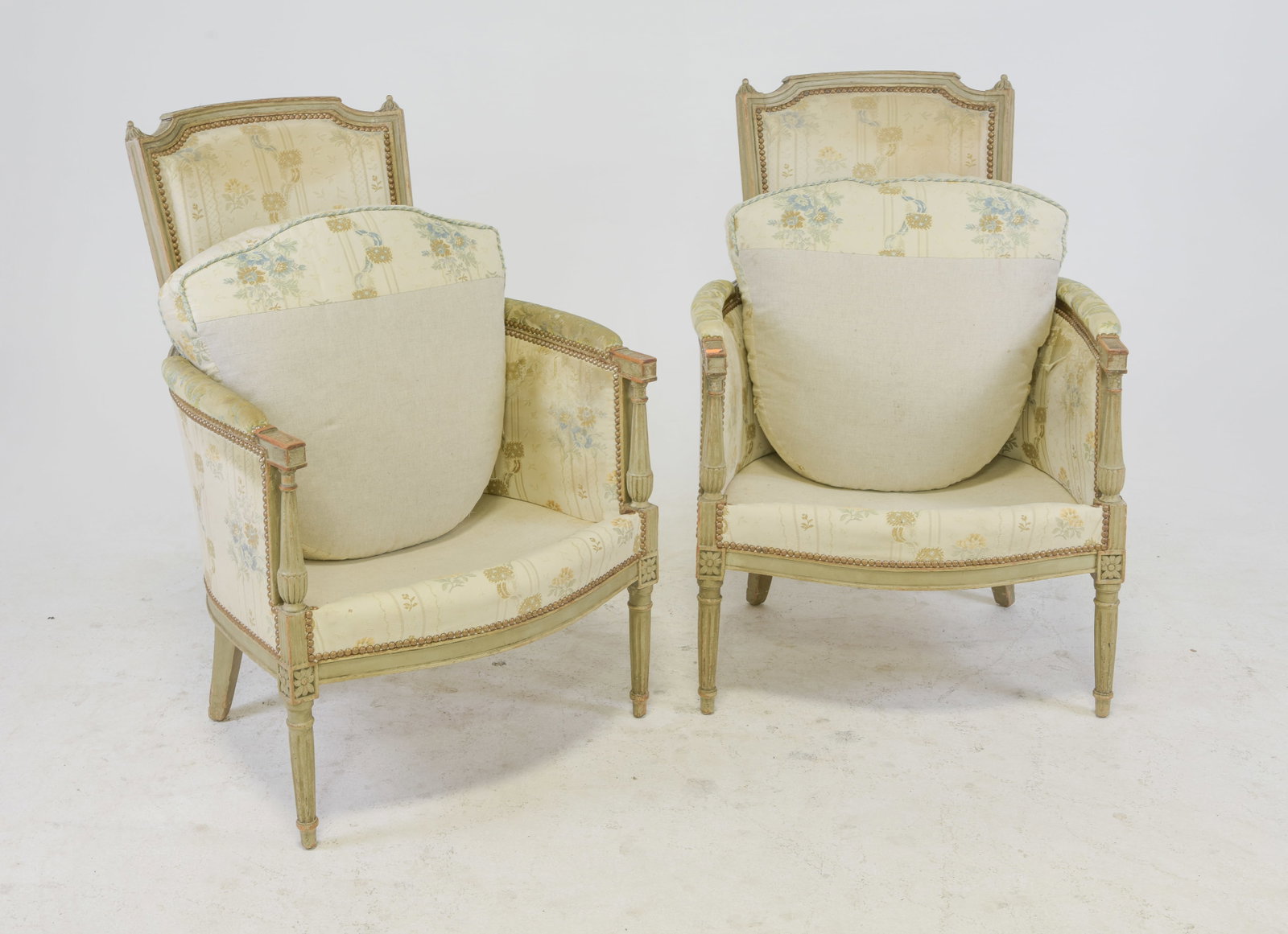 Louis Xvi Style Pair Of Painted Arm Chairs Auction