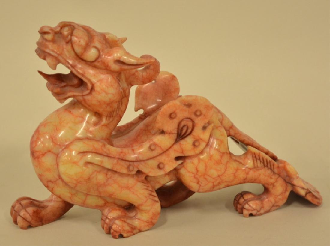 Chinese Carved Orange Jade Dragon Statue