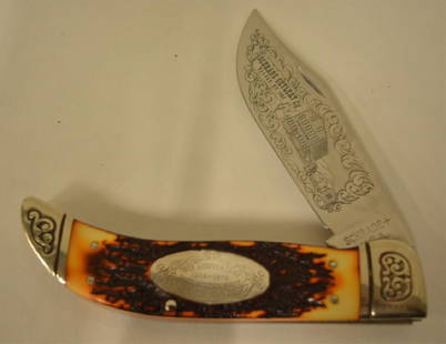 Silver Inlaid Stag Handle Pocket Knife