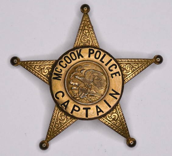 Obsolete Mccook Illinois Police Captain Badge