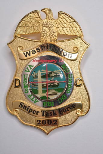 2002 Washington D.c. Sniper Task Force Badge