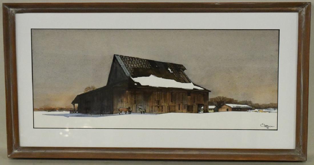 Denzil Omer Seamon "My Neighbor's Barn" Watercolor