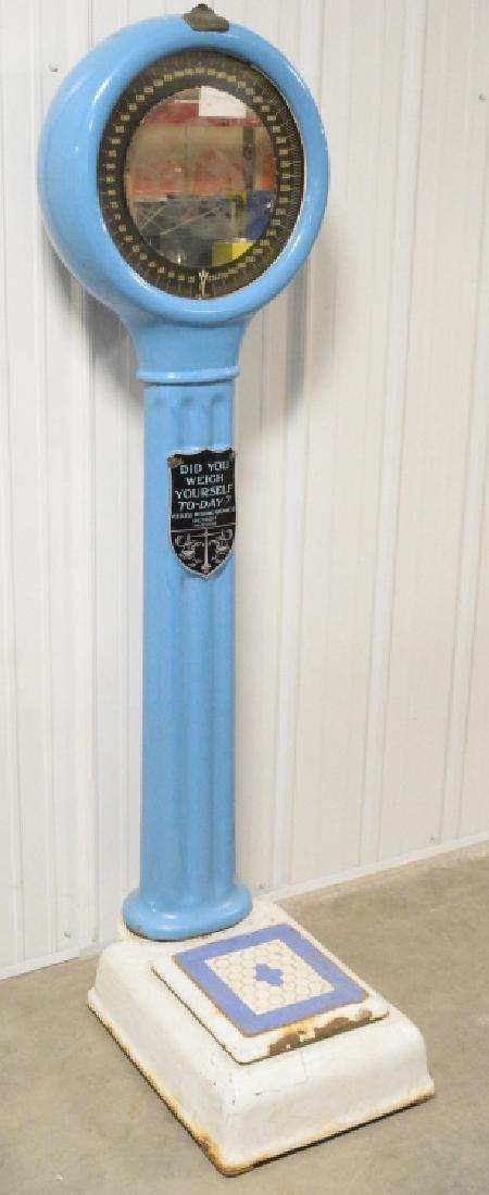 Peerless Upright Scale Coin Op Blue Porcelain