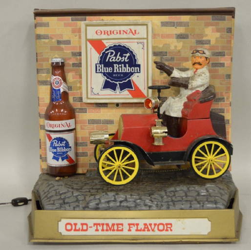Vtg Pabst Blue Ribbon Motion Lighted Jalopy Sign