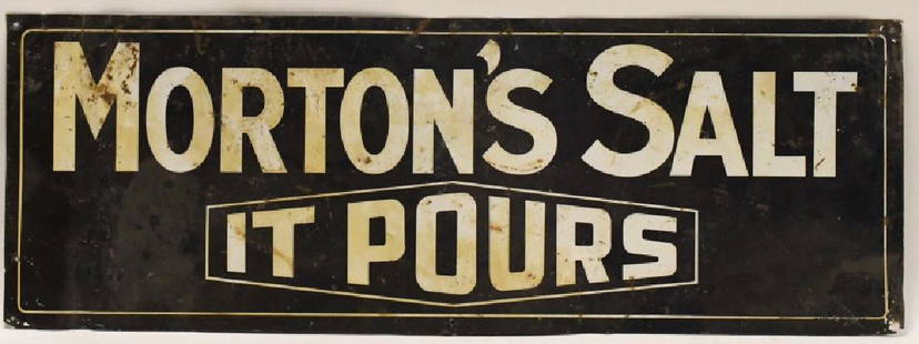 Original Antique Morton Salt Tin Advertising Sign