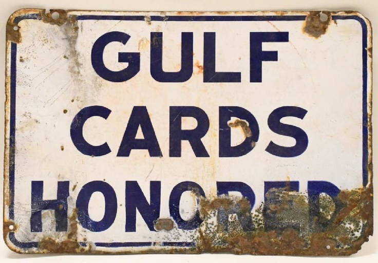 Dsp Gulf Oil Cards Honored Advertising Sign