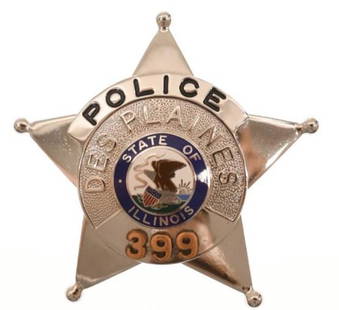 Obsolete Des Plaines Illinois Police Badge #000