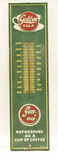 Embossed Tin Golden Girl Sun Drop Thermometer