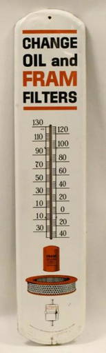 Original Tin Fram Filters Thermometer Sign