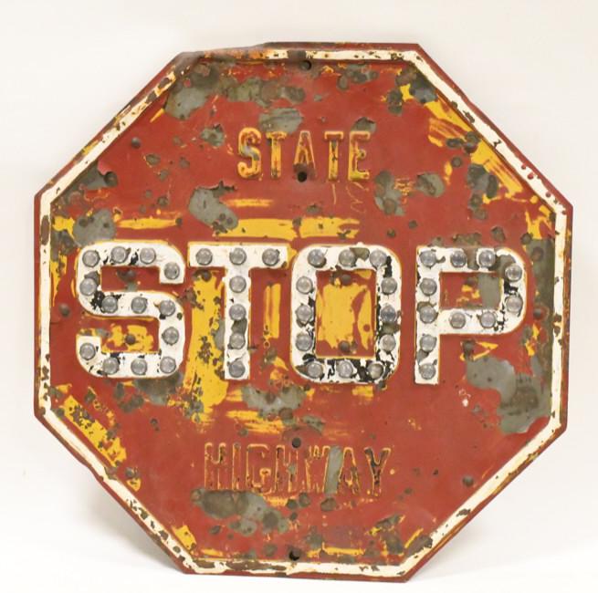 Vintage Embossed State Highway Cats Eye Stop Sign - Jan 24, 2020 ...