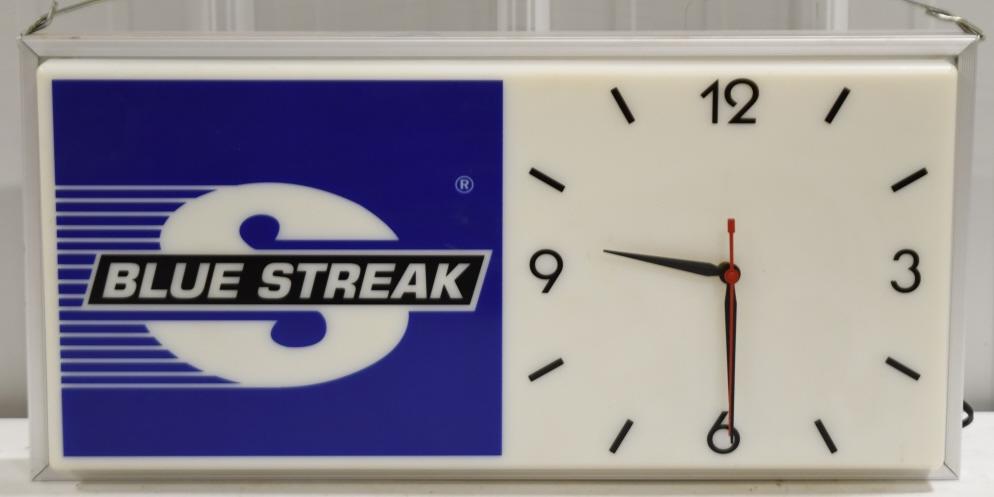 Vintage Blue Streak Lighted Advertising Clock