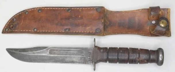 Wwii Era Usmc Ka Bar Fighting Knife W/ Sheath