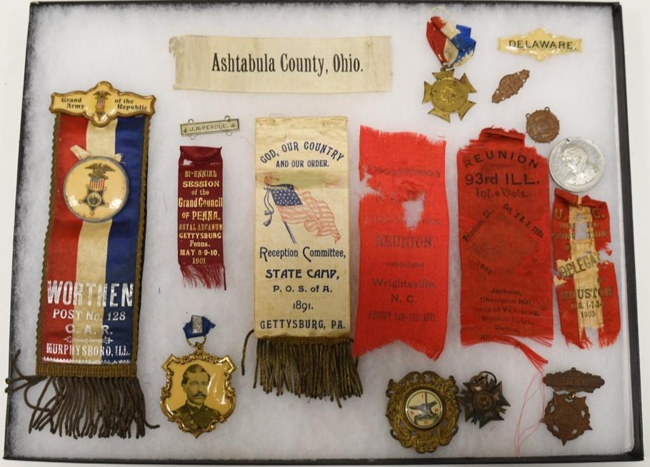 Collection Of Civil War Reunion Ribbons & Medals