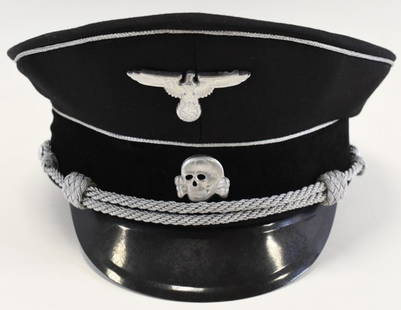 Museum Repro Wwii German Ss Officer Visor Cap