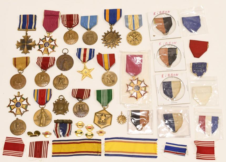 Large Lot Of Us Military Service Medals And More