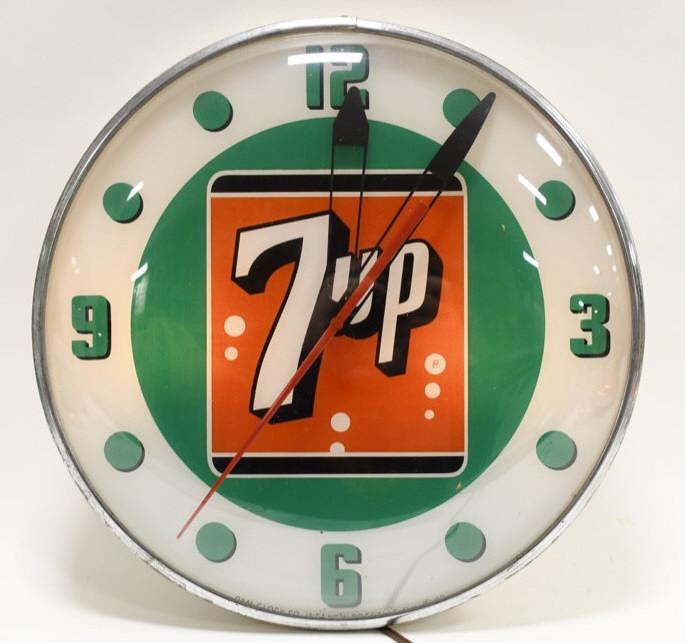 7up Lighted Advertising PAM Clock - Jan 25, 2020 | Kraft Auction ...