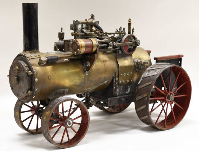 Early Brass Model Steam Tractor