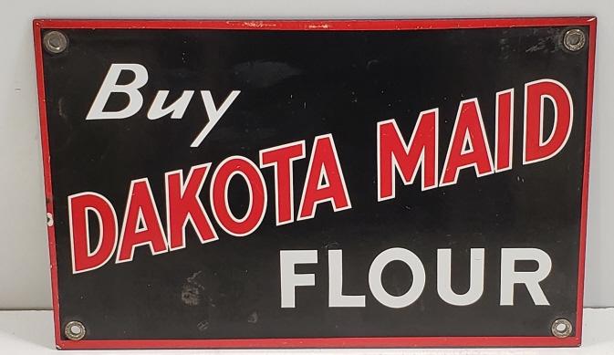 Porcelain 'buy Dakota Maid Flour' Sign