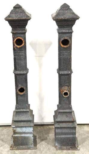 Lot Of 2 Antique Wrought Iron Fence Post