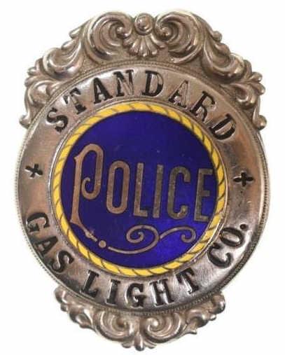 Vtg Enameled Standard Gas Light Co Police Badge
