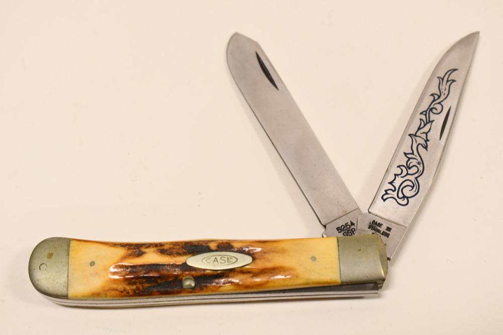 1977 Case Xx Blue Scroll #5254 Stag Trapper Knife