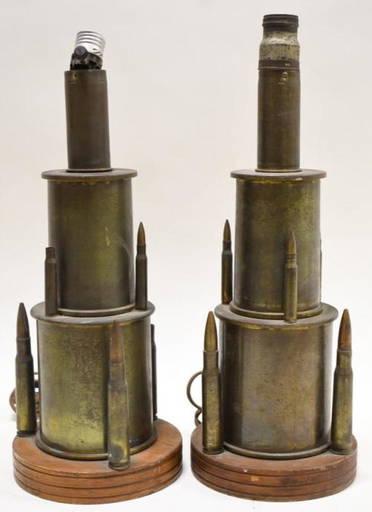 Set Of Wwii Artillery Shell Trench Art Lamps