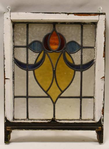Antique Stained Glass Window Section
