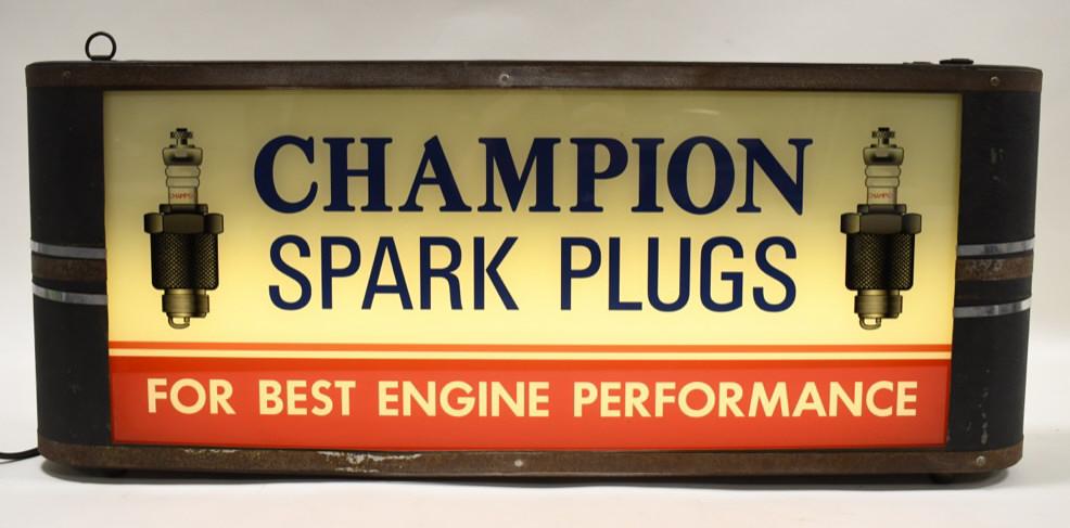 Art Deco Champion Spark Plugs Rog Lighted Sign