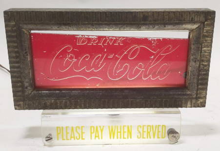Reverse Glass Lighted Coca Cola Sign