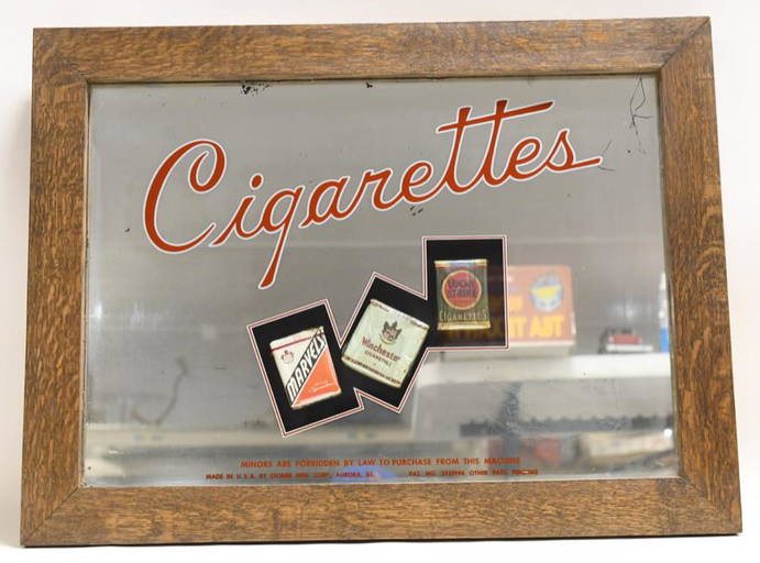 Vintage Cigarettes Glass Mirror Advertising Sign