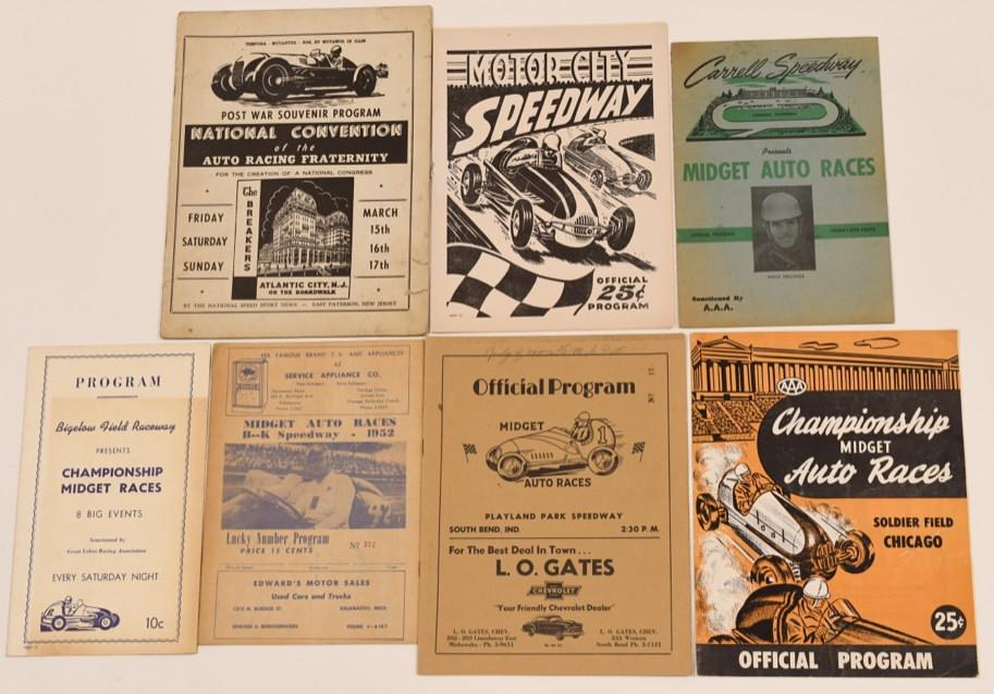 (7) 1940s 1950s Midget Racing Souvenir Programs