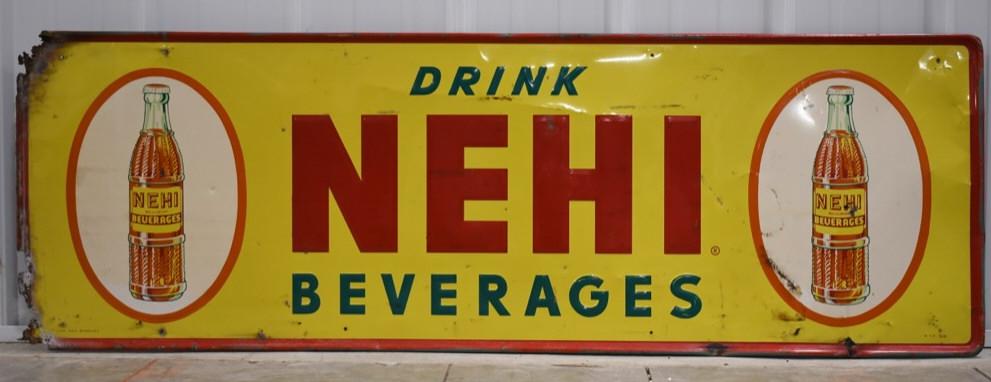 Vintage Sst Embossed Nehi Beverages Adv Sign
