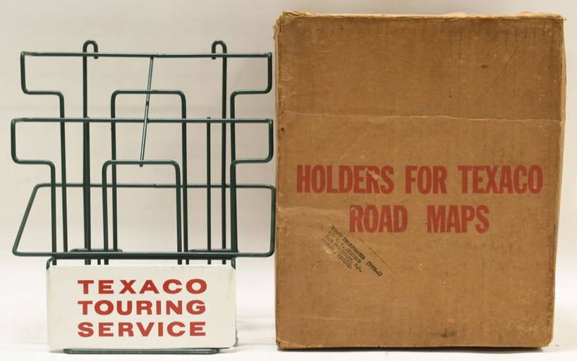 Vintage Nos Texaco Road Map Metal Display Rack